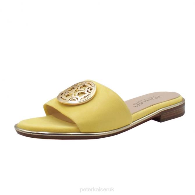 Peter Kaiser Riva Low Heel Open Toe Shoes Women Lemon Suede X28J102 ...