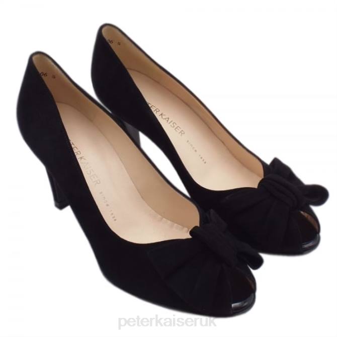 Peter Kaiser Samos Ladies Peep Toe Shoes Women Black Suede X28J71 ...